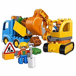 LEGO DUPLO Town Truck & Tracked Excavator 10812 Dump Truck and Excavator Kids Construction Toy with DUPLO Construction Worker Figures (26 Pieces)