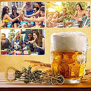 LKKCHER Skull Gifts, Skeleton Beer Bottle Openers Beer Gifts for Men Him Woman Boyfriend Dad, Novelty Bronze Skeleton Rider Gifts for Lovers Skull Motorbike Motorcycle Halloween Christmas Gift