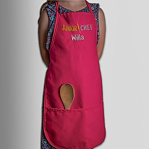 THE APRONPLACE Personalized Apron and Hat Set Girls Sweet Little Baker Child Apron with Cupcake Add a Name Embroidered