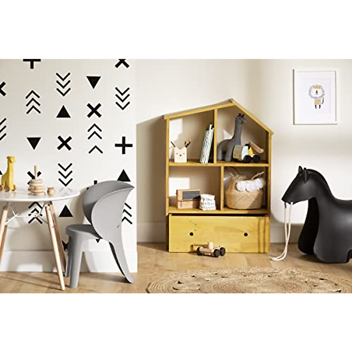 South Shore Sweedi Bookcase with Storage Bin, Yellow