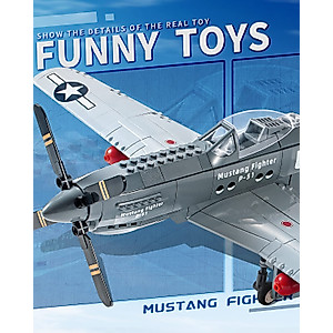 dOvOb Military P-51 Mustang Fighter Jet Building Blocks Set, Army Plane Toys as Gift for Kids or Adult (256 Pieces)