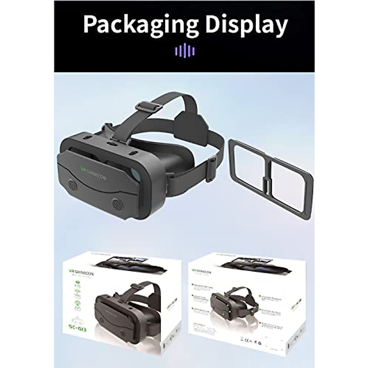 VR Headset Compatible with iPhone & Android Phone Within 4.7-7.2inch Display Screen- Universal Virtual Reality Goggles- Soft & Comfortable New 3D Glasses (G13-Black)