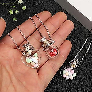 1PC Clear Heart Vial Perfume Bottle Necklaces Stainless Steel Chain Make a Wish blood vial necklace Women Jewelry