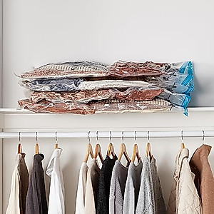 Amazon Basics Vacuum Compression Space Saving Storage Bags with Hand Pump, Jumbo, Pack of 6, Clear