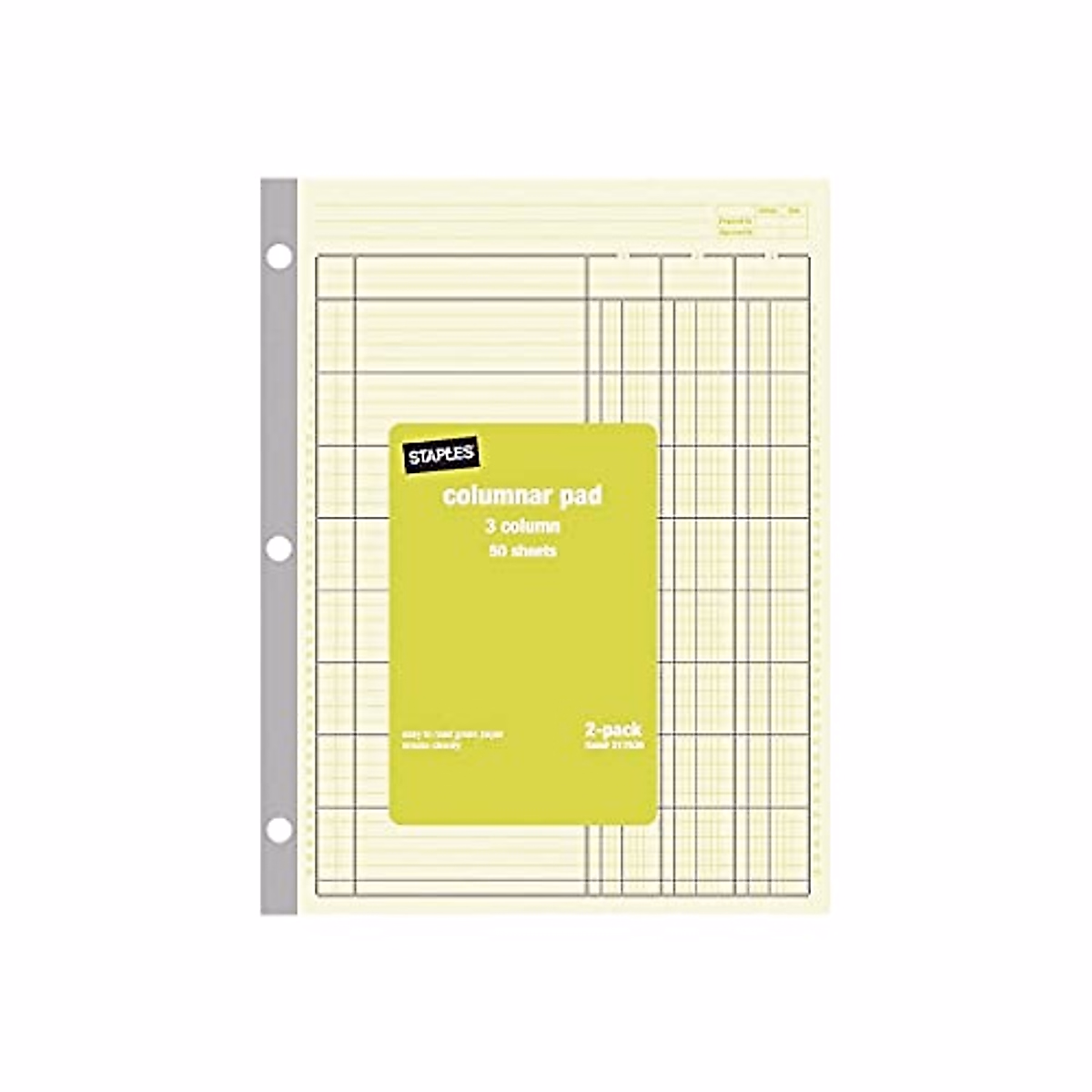 Staples 217836 Columnar Books 100 Pages Green 2/Pack (217836Abf)