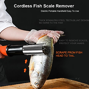 Speder Electric Fish Scaler Fish Scale Remover Scraper Cleaner Cordless Portable Waterproof Tool Built with Powerful Motor and Replaceable Rechargeable Battery for Fish