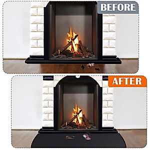 Svepndic 46 x 26 Fireplace Hearth Mats Fire Resistant Half Round Fireproof Fireplace Mat Black Fire Retardant Pad Fireplace, Protect Floors Patio from Sparks Embers