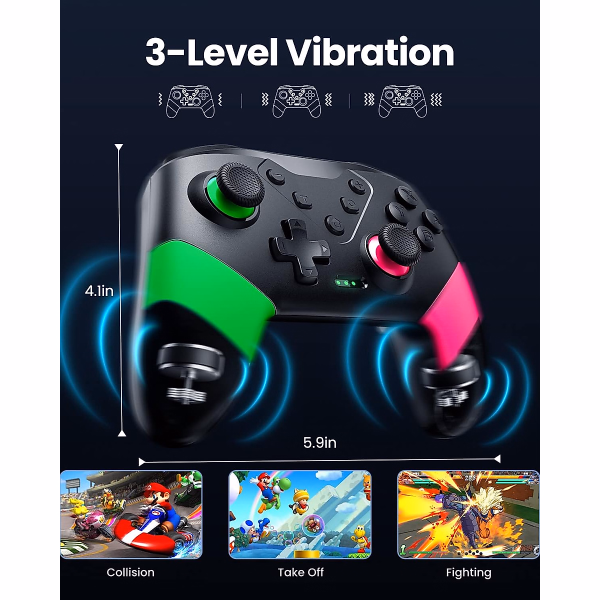 VOYEE Switch Controllers Compatible with Switch/Lite/OLED, Programming Wireless Pro Controller with Motion Control, Vibration, Wake-up, Turbo, Screenshot