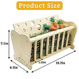 Hamiledyi Rabbit Hay Feeder Rack Large Size Wooden Holder Guinea Pig Hay Feeder Starry Sky Bunny Food Feeding Manger No Clutter Hamsters Grass Dispenser for Rabbits Guinea Pigs Bunnys Chinchilla