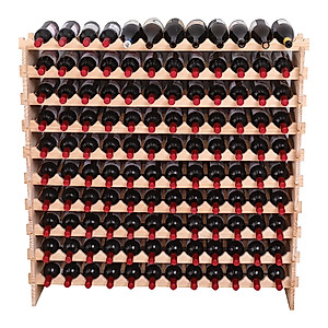 Wooden Stackable Storage Modular countertop Wine Rack Cabinet-Freestanding for Floor Wine Display Stand Holder (16bottle)