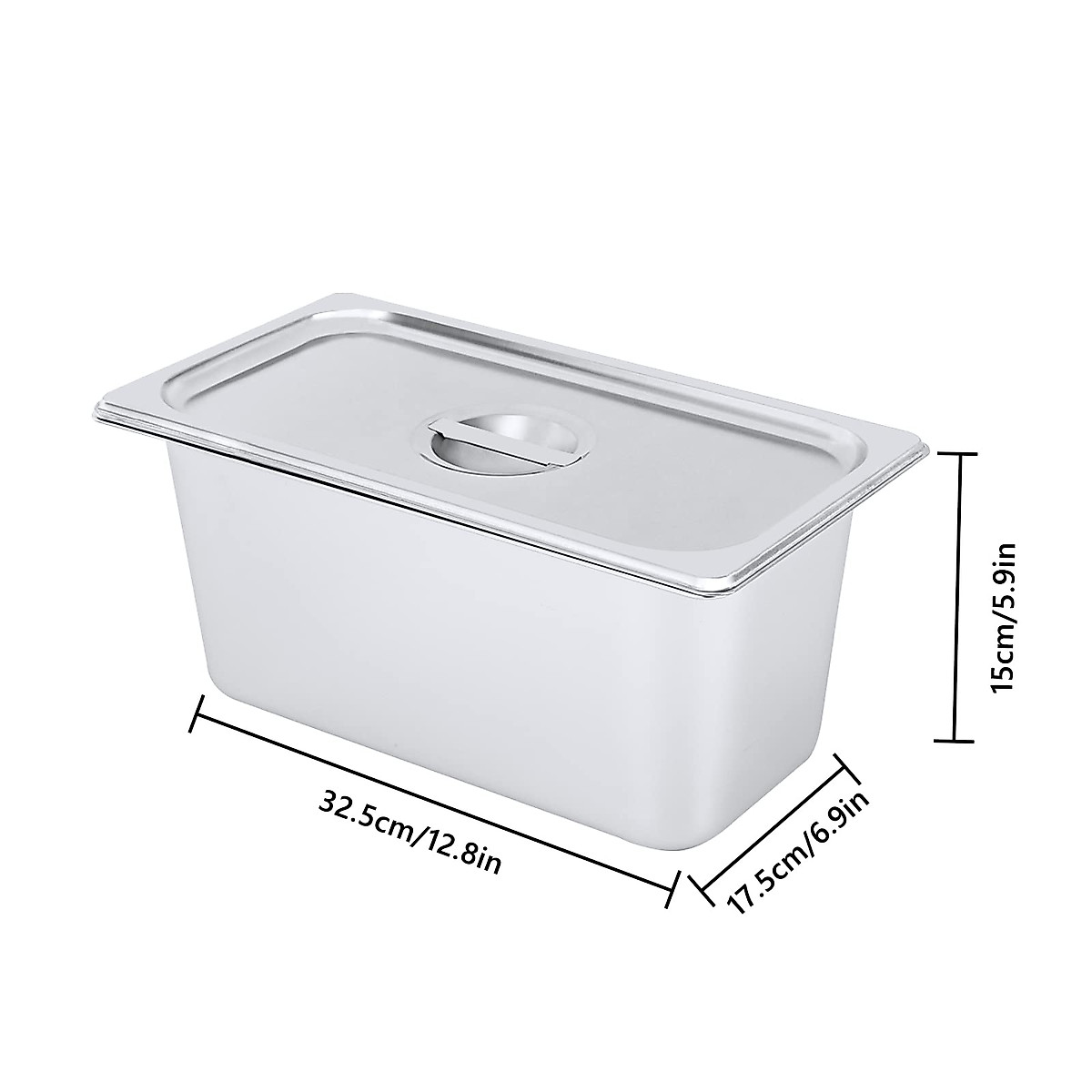 Leblett 4 Pack Stainless Steam Hotel Pans with Lids,1/3 Size x 6" Deep,0.35cm Thick,Anti Jam Steam Table Pan Catering Storage Metal Food Pan