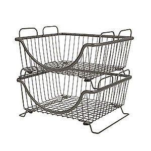 Spectrum Diversified 20076 Ashley Stacking Tray Wire Pet, Toy, Office, Kitchen Dorm Storage Utility Bin Stackable Organizer, Industrial Gray
