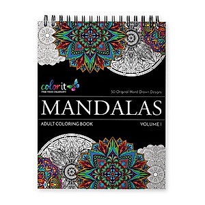 ColorIt Mandalas to Color Volume IV Coloring Book for Adults Relaxation, 50 Single-Sided Designs, Thick Smooth Paper, Spiral Binding, USA Printed, Lay Flat Hardback Book Covers, Ink Blotter Paper