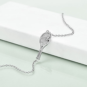 YFN Tennis Racket Bracelets Sterling Silver Sport Jewelry Tennis Theme Gifts for Women Men Tennis Lover