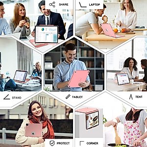 Keyboard Case for iPad Air 13-inch (M2, 2024) & iPad Pro 12.9 (6th 2022/5th 2021/4th 2020/3rd 2018 Gen), Magic 360°Rotatable & Swivel Keyboard with Trackpad, 7 Color Backlit with Pen Holder Rose Gold