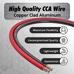 InstallGear 10 Gauge Wire (50ft) Copper Clad Aluminum CAA - Primary Automotive Wire, Car Amplifier Power & Ground Cable, Battery Cable, Car Audio Speaker Stereo, RV Trailer Wiring Welding Cable 10ga