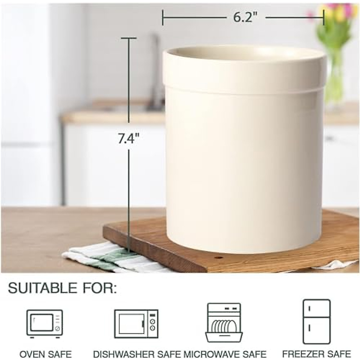 MEIGUI Ceramic Kitchen Utensil Holder, Utensil Crock Large Utensils Holder for Kitchen Decor, Cooking Tool Utensils Caddy for Countertop, Pure White