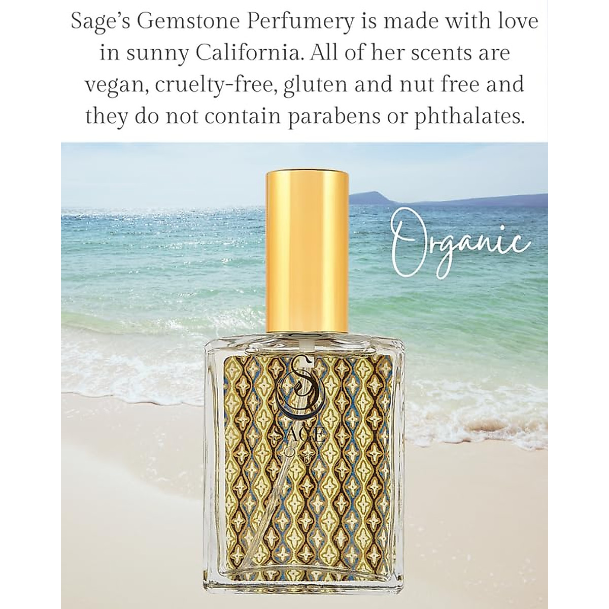 Onyx Organic Perfume Spray by Sage- 2 oz, Vegan & Cruelty-Free, Earthy Scent, Black Coconut, Vanilla, Oakmoss