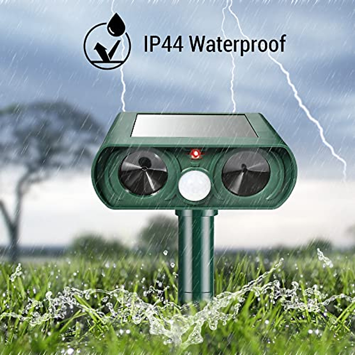 Lubatis 2 Pack Animal Repellent Outdoor Solar Animal Repeller Deterrent with Motion Sensor Ultrasonic Repellent for Cat, Squirrel, Deer, Raccoon, Skunk, Rabbit, Dog, Waterproof