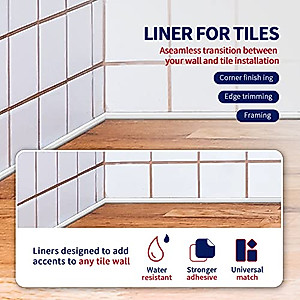 Art3dwallpanels 10 Ft Flexible Peel and Stick Trim Molding for Backsplash Tile Edge, Self-Adhesive Wall Trim for Corner Decor（White）