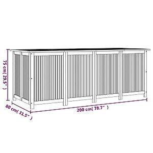 loibinfen Solid Wood Patio Storage Box, Solid Wood Deck Box, Garden Backyard Storage Box, Outdoor Storage Container, 78.7"x31.5"x29.5" Solid Wood Acacia