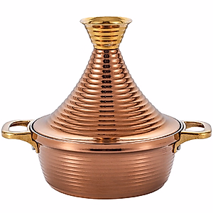 Hgjgwqh Moroccan Tagine Pot for Cooking, Stainless Steel Moroccan Cooker Non Stick Cooking Pot with 2 Handles, Large Moroccan Cooker Handmade Tagine Pot with Cone-Shaped Lid,Rose gold,5.1″