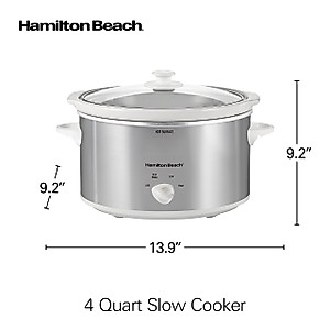 Hamilton Beach 4-Quart Slow Cooker with Dishwasher-Safe Stoneware Crock & Lid, Stainless Steel (33140V)