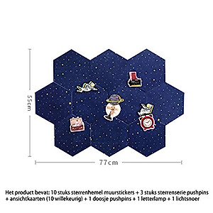 Felt Cork Board, Dark Blue Star Message Board Photo Wall, School Bulletin Board/Kindergarten Theme Wall, Home Decoration