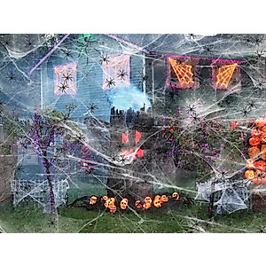 Moon Boat 1100 sqft Fake Spider Web Cobweb Halloween Party Decorations Props with 160 Spiders
