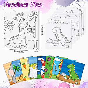 8 Pack Pre Drawn Canvas for Painting, 8" X 8" Cute Animals Painting Canvas Bulk, Art Canvases for Painting for Kids Students School Home, Easter Gifts