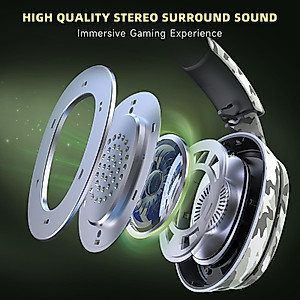 Gtheos 2.4GHz Wireless Gaming Headset for PC, PS4, PS5, Mac, Nintendo Switch, Bluetooth 5.2 Gaming Headphones with Detachable Noise Canceling Microphone, Stereo Sound, 3.5mm Wired Mode for Xbox Series