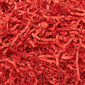 Mefleet 1 LB Crinkle Cut Paper Shred Filler Red Crinkle Paper Shredded Paper for Gift Box - Gift Basket Filler - Gift Box Stuffing for Christmas Xmas Holiday Packaging Wrapping