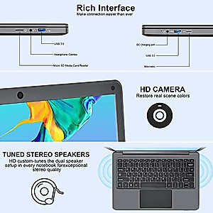 KANGBUKE 11.6" Windows 10 Laptop, Intel Celeron N4020 Processor, 6GB LPDDR4 RAM, 64GB SSD, HD Display, WiFi, Webcam, Ultra Slim and Light Notebook PC