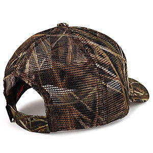 Armycrew Hunting Camouflage Outdoor Structured Camo Printed Trucker Mesh Cap - Shadow Grass