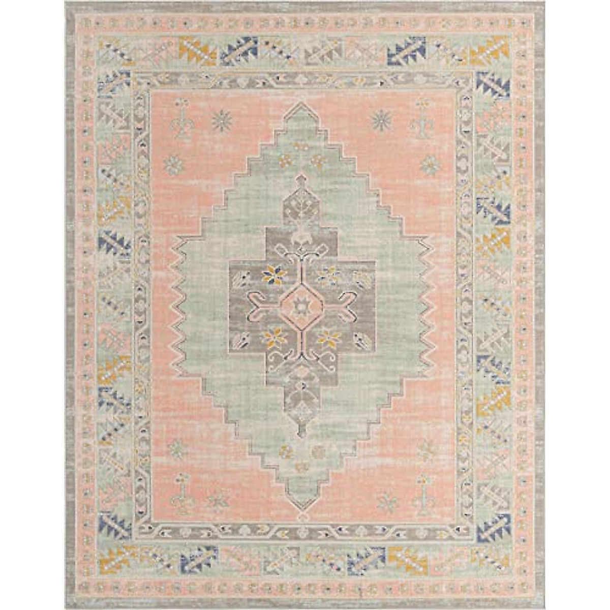 Unique Loom Whitney Collection Southwestern Geometric Area Rug (8' 0 x 10' 0 Rectangular, Powder Pink)