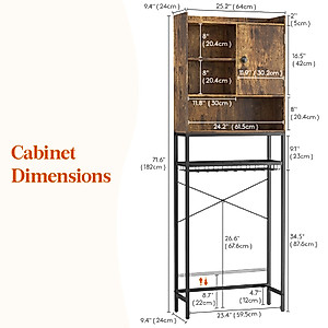 Lifewit Over The Toilet Storage Cabinet, Bathroom Organizer Shelves Over Toilet Storage, Freestanding Bathroom Rack Space Saver with Adjustable Shelves, Light Brown