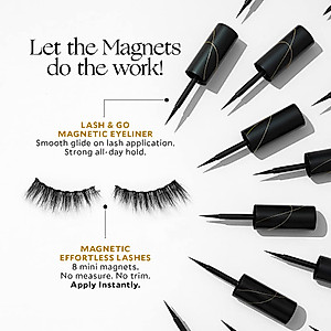 Velour Magnetic Lash & Go Eyeliner - Fine Tip Liquid Magnetic Eyeliner + Lash Glue Hybrid for Magnetic Eyelashes & False Lashes - 2-in-1 Self Adhesive Eyeliner for Magnetic Lashes - 3.5 ml (Black)