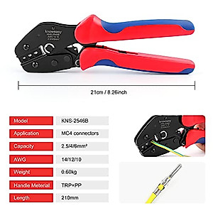 Solar Crimping Tool,Knoweasy KNS-2546 Solar Connector Crimper Used for 2.5/4/6mm² (14-10awg) Solar Panel PV Cables