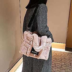 Women Handbags, Winter Fashion Plush Soft Fluffy Tote Top Handle Messenger Tote Shoulder Bag