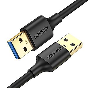 UGREEN USB to USB Cable, USB 3.0 Male to Male Type A to Type A Cable for Data Transfer Compatible with Hard Drive, Laptop, DVD Player, TV, USB 3.0 Hub, Monitor, Camera, Set Up Box and More 1.5FT
