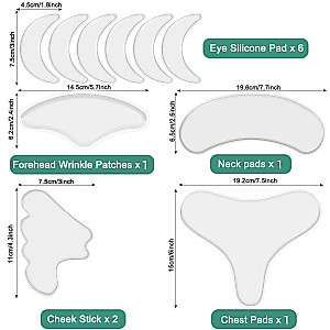 YISHIQI Patches for Reducing Wrinkles Set of 11 Pcs Facial Wrinkle Remover Strips, Anti Wrinkle Patches For Forehead Eye Neck Chest And SIlicone pad remove face Wrinkles Treatment Anti-Ageing Pad