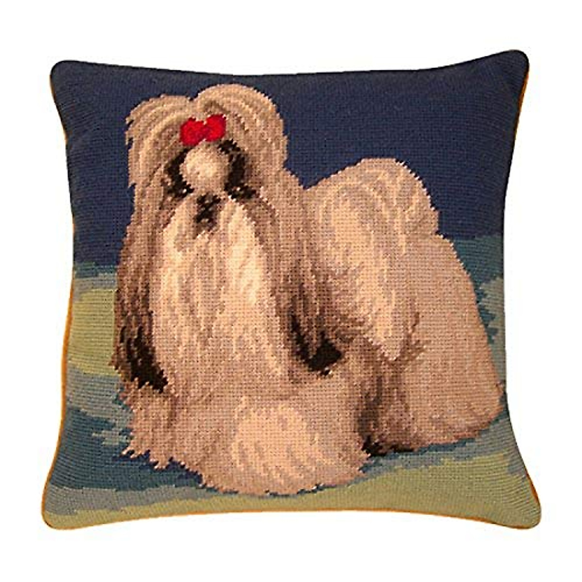 Elegant Décor Needlepoint Pillow Shih Tzu
