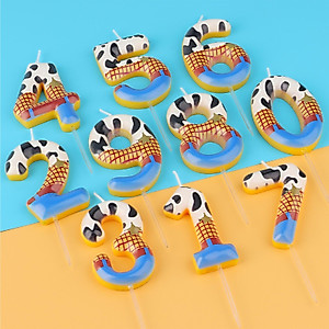 iNINGER Number Candles,Birthday Number Candles 1,Cute Cow Number 1 Candles,Cowboy First Birthday Cake Decoration,Cowgirl Rodeo Birthday Party,Baby Shower for Boy Girl Birthday Decor Supplies