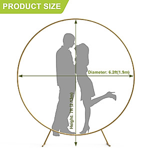 Chamvis Round Backdrop Stand, 6.9ft (2.1m) Gold Circle Round Arch Stand Garden Arbors Plant Support Stand: for Wedding Birthday Garden Arbors Photo Background