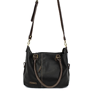 Chala Handbags Black Laser-cut Totes Shoulder Purse with Matching Panda Key-fob and Wallet Combo (Black_Panda Gift Set)