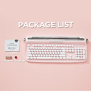 YUNZII ACTTO B503 Wireless Typewriter Keyboard, Bluetooth Connection, Cute Retro Aesthetic Design with Integrated Stand for Tablet, Phone, PC and Win/Mac/Android (B503, Baby Pink)