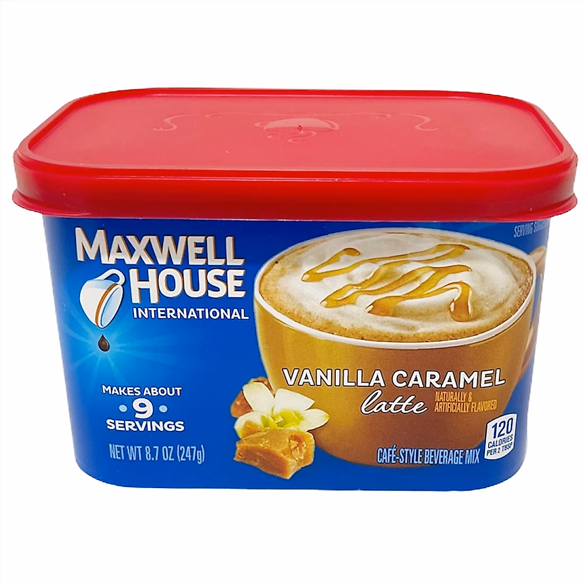 Maxwell House International Vanilla Caramel Latte Café-Style Instant Coffee Beverage Mix, 4 ct. Pack, 8.7 oz. Canister