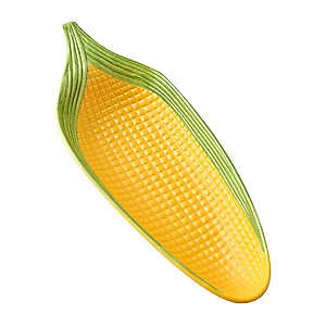 Corn Holder Ceramic Serving Corn Shape Dishes Ceramic Dining Table Snack Plate Cheese Platter Appetizer Trays Dinnerware Supplies for Snack Food Nuts Porcelain Dinner Plates Corn Cob Trays