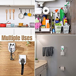 16 Pcs Spray Bottle Holder Wall Mount Spray Bottle Hanger White Adhesive Bottle Hooks for Cabinet Plastic Spray Bottle Rack Organizer to Create Storage Space for Home Kitchen Bathroom Sink Cleaner