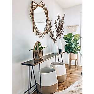 Large Woven Storage Baskets (Set of 2) Decorative Blanket Basket for Living Room, Toys, Pillows, Nursery or Towels. Laundry Hamper. Baskets for Organizing. Cotton Rope Baskets